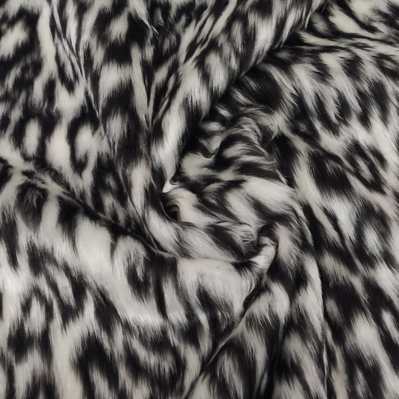 Snow Leopard Jacquard Fur Fabric - R2 Quality
